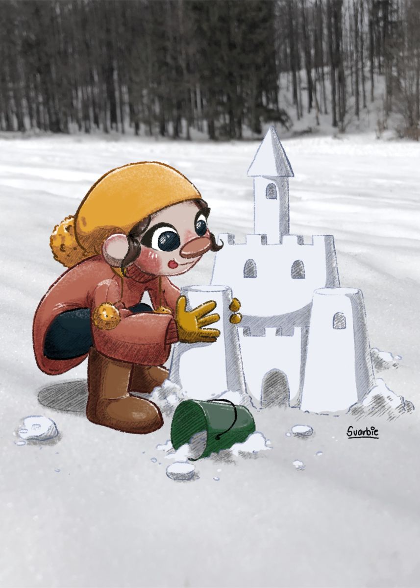'Snow Castle Building' Poster, picture, metal print, paint by ...