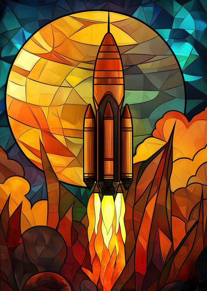 'Space Rocket Launch' Poster, picture, metal print, paint by Spooky ...