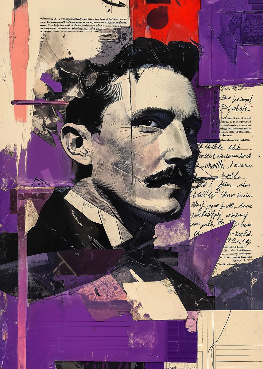 'Nikola Tesla Collage' Poster, picture, metal print, paint by Maxline ...