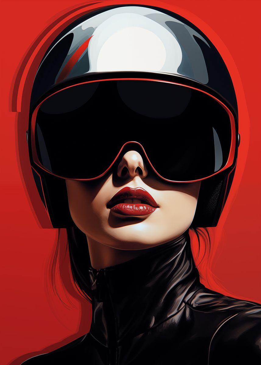 'Woman in Helmet Goggles' Poster, picture, metal print, paint by Roman ...