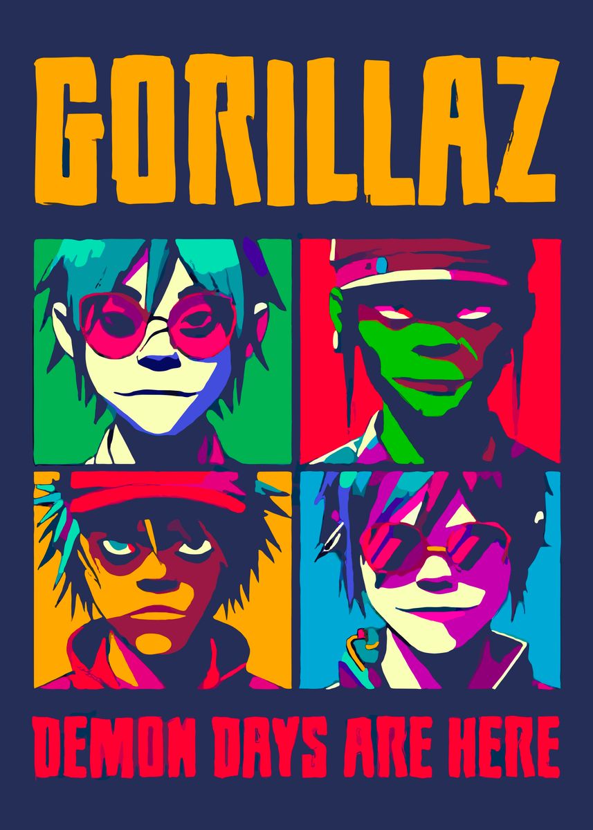 'Gorillaz Demon Days Poster' Poster, picture, metal print, paint by Bendrat Core | Displate