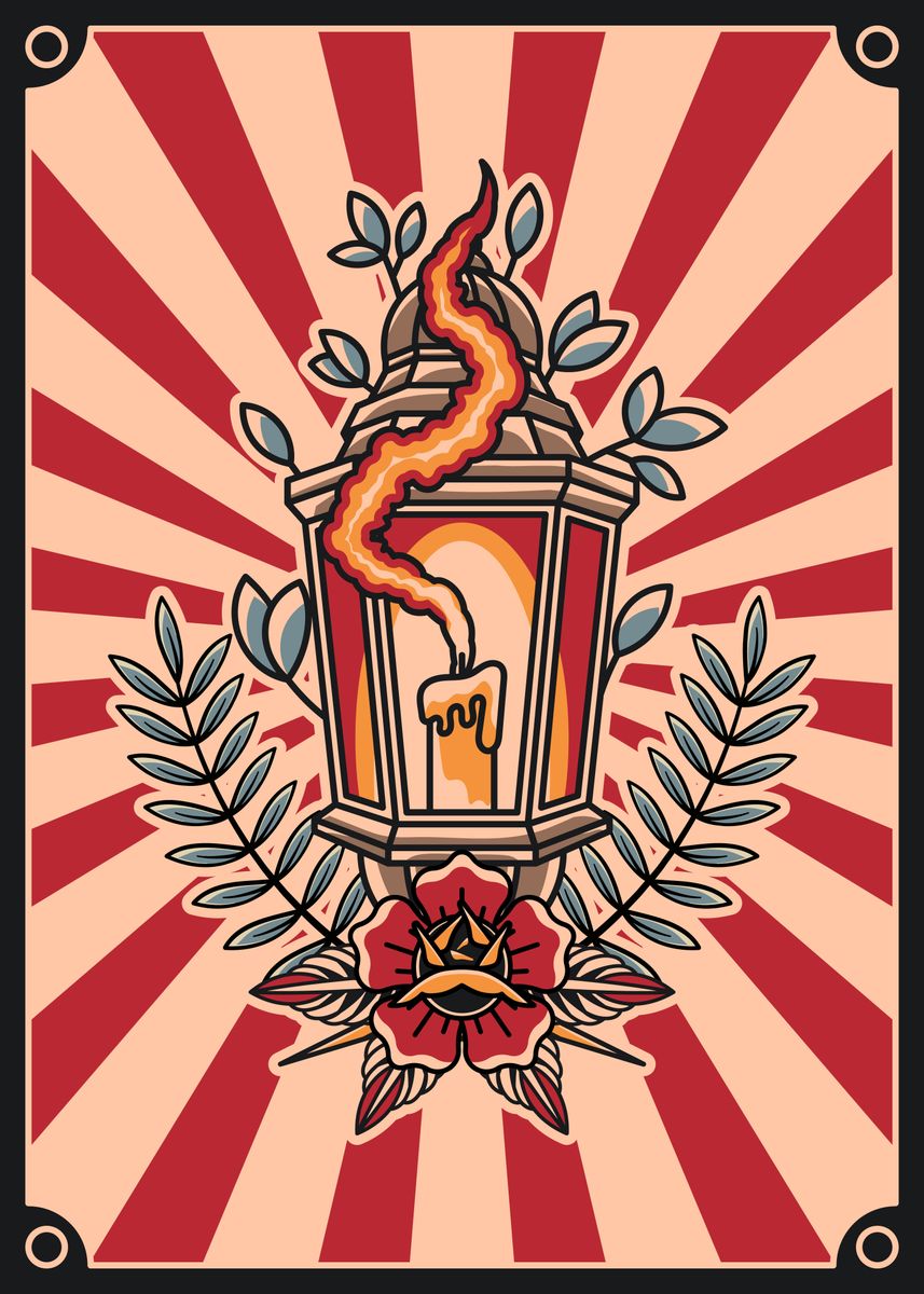 'Vintage lantern & candle art' Poster, picture, metal print, paint by ...