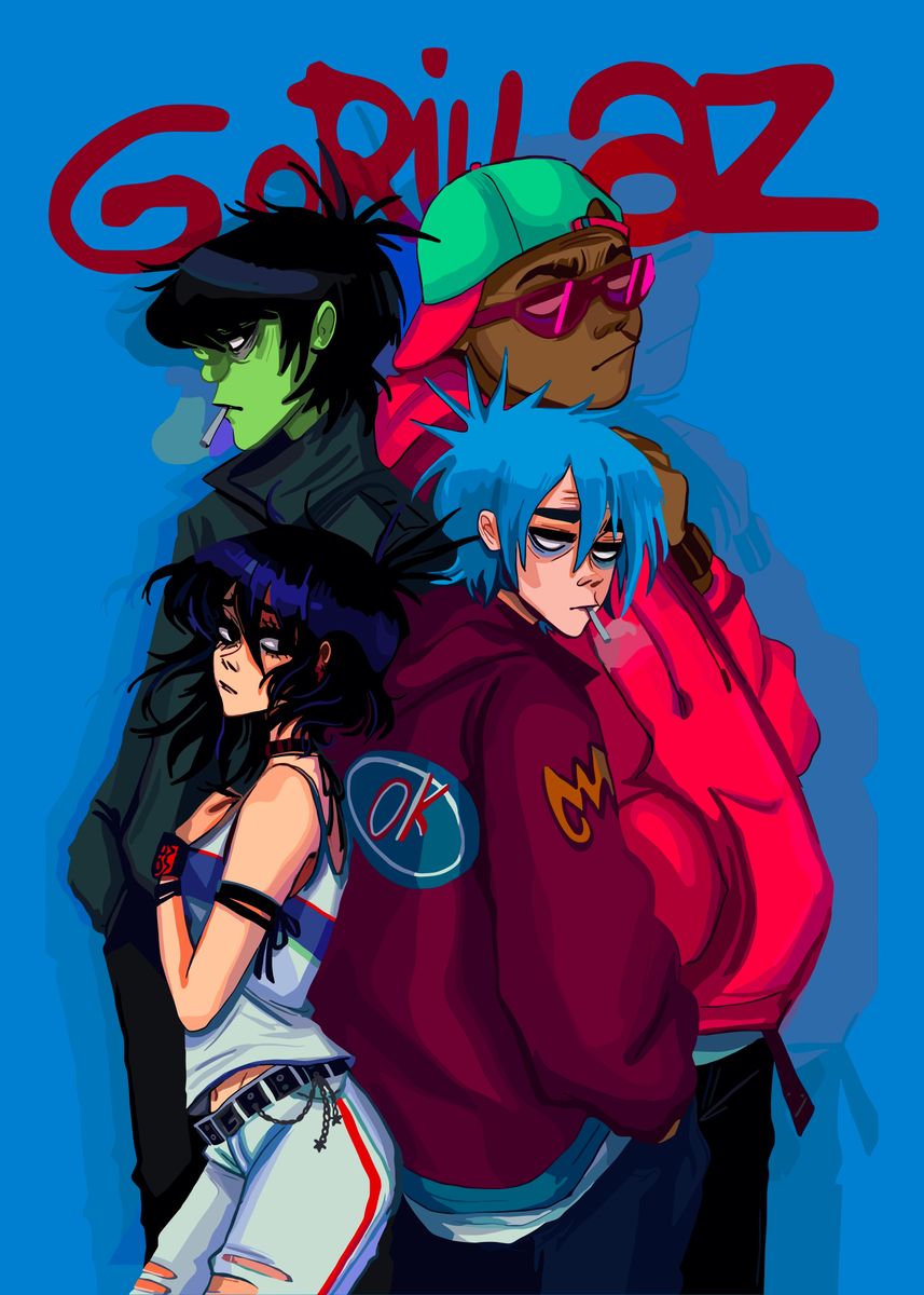 'Gorillaz Band Illustration' Poster, picture, metal print, paint by ...