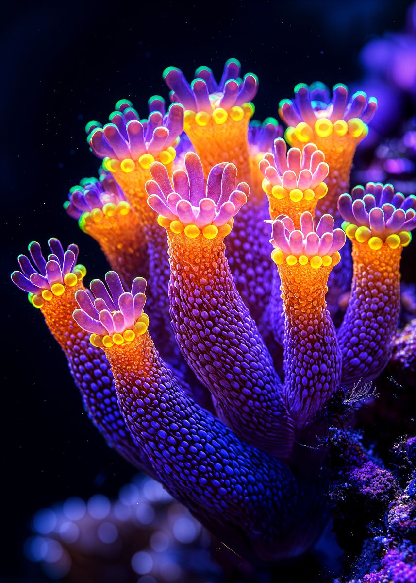 'Colorful Coral Polyp' Poster, picture, metal print, paint by SuperNova ...