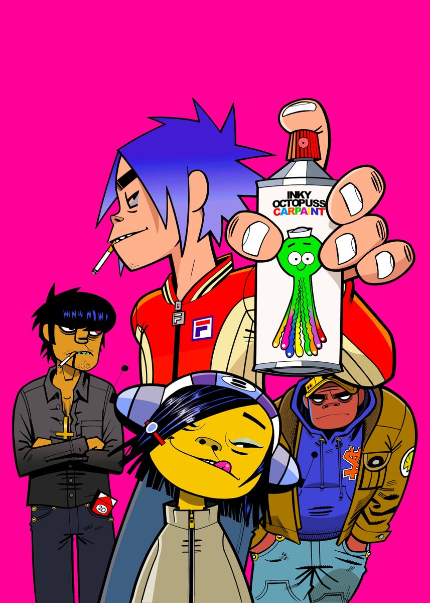 'Gorillaz Band Illustration' Poster, picture, metal print, paint by ...