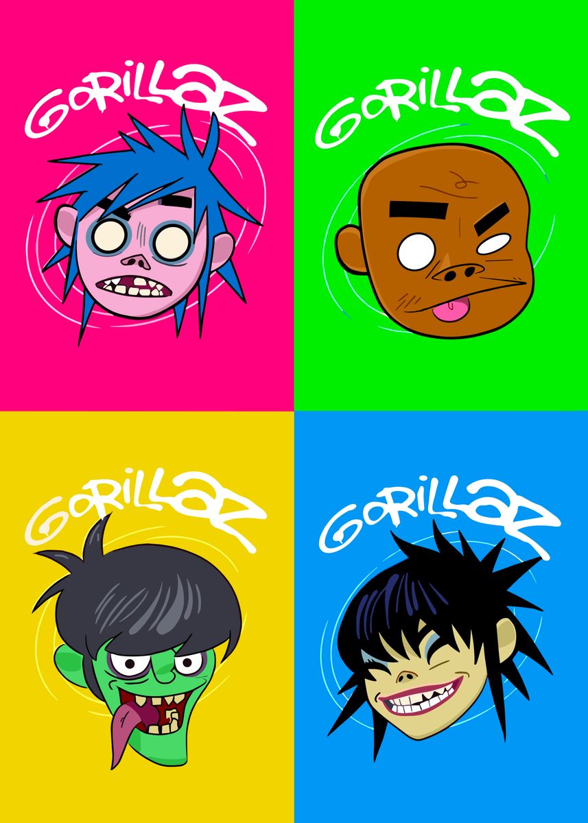 'Gorillaz Band Members' Poster, picture, metal print, paint by Bendrat ...