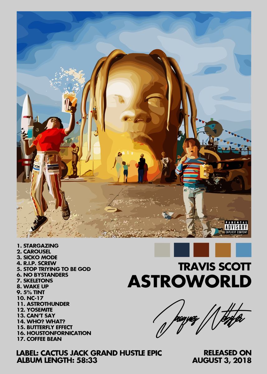 'Travis Scott ASTROWORLD' Poster, picture, metal print, paint by DESKO ...