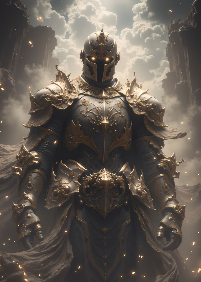 'Dark Knight in Golden Armor' Poster, picture, metal print, paint by ...