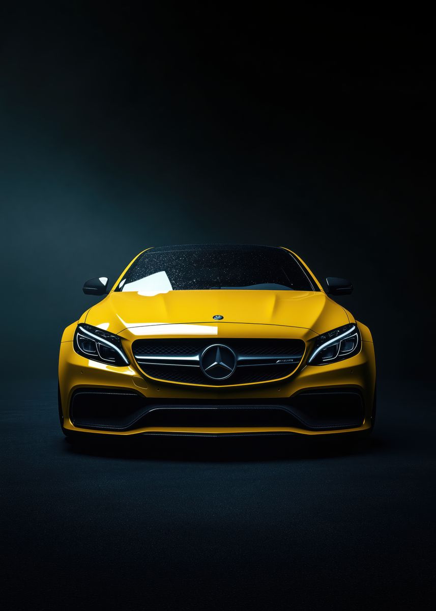 'Yellow Mercedes-Benz' Poster, picture, metal print, paint by ...