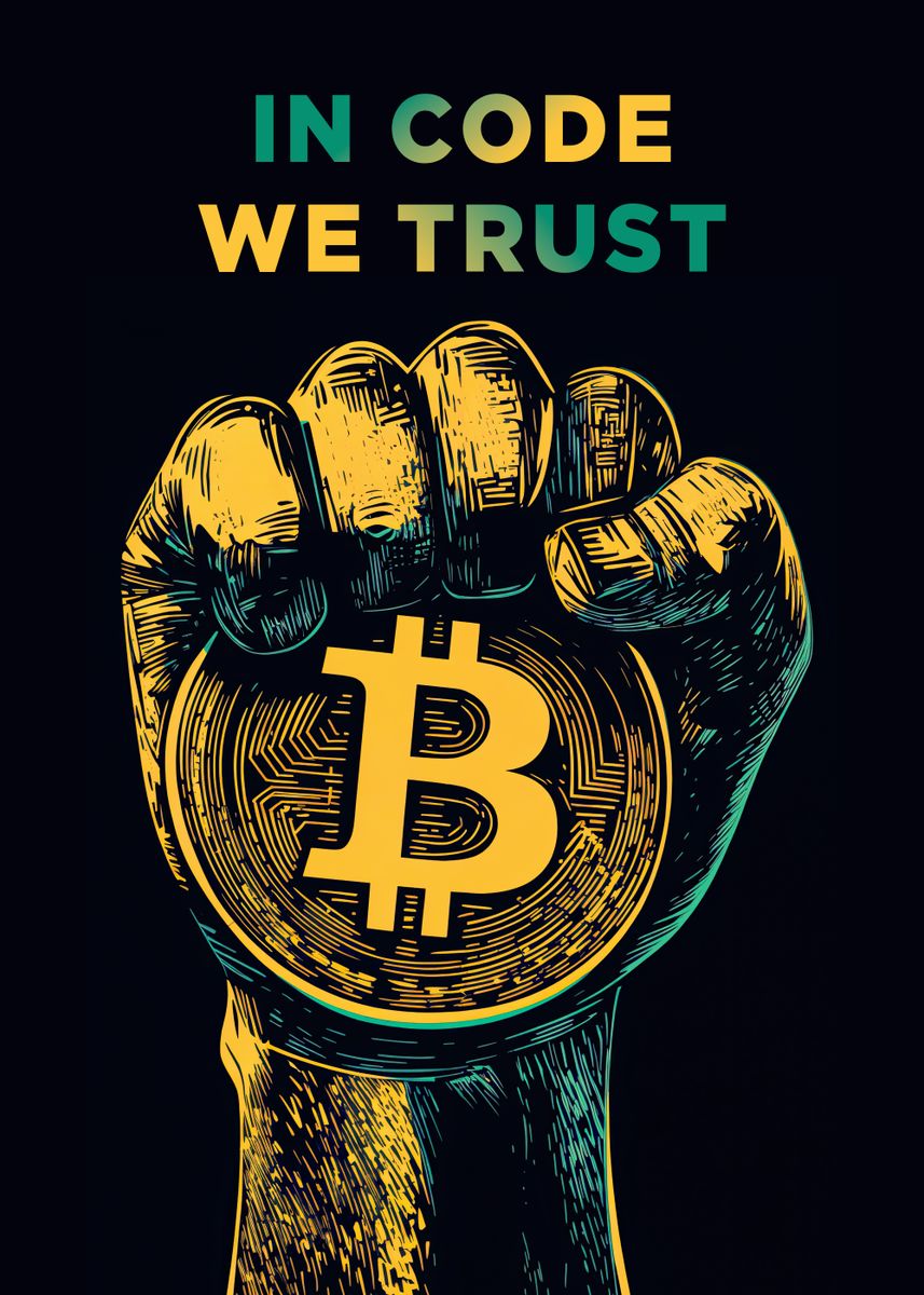 'In Code We Trust Bitcoin' Poster, picture, metal print, paint by Wall ...
