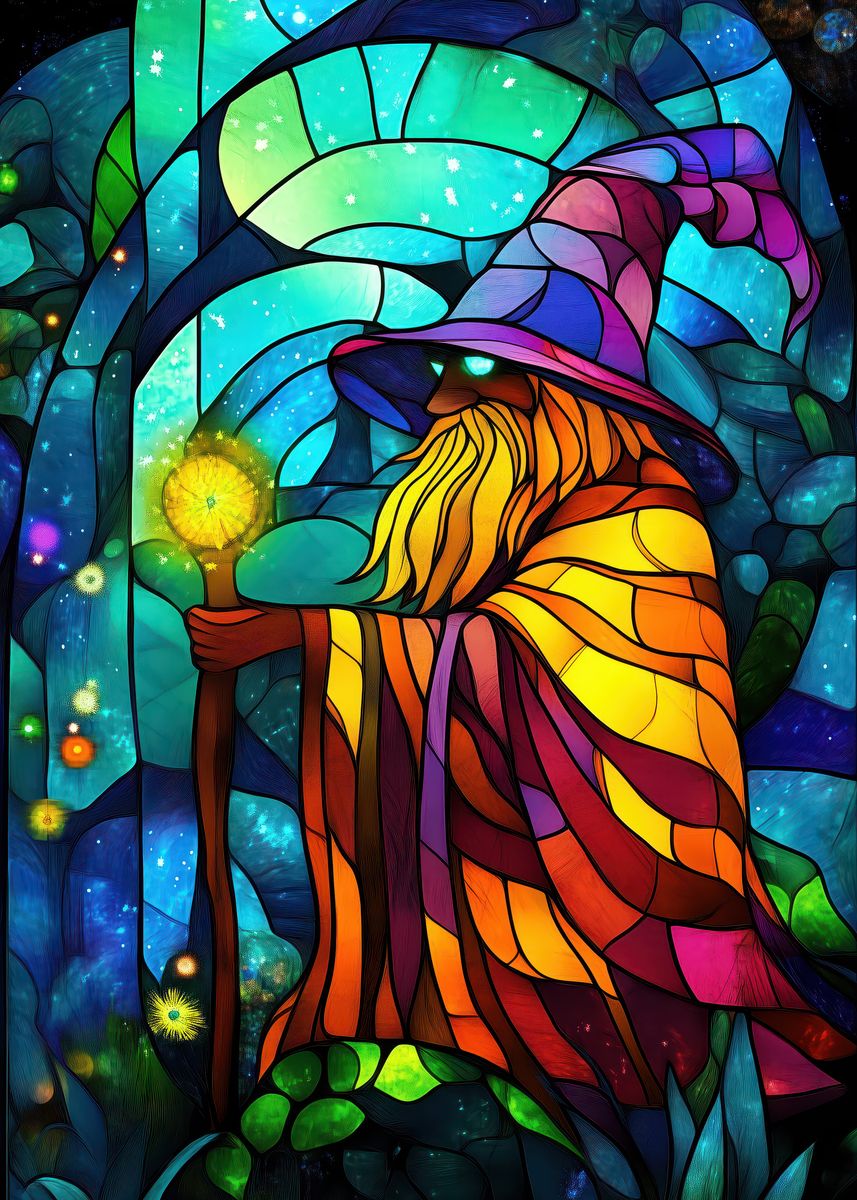 'Stained Glass Wizard' Poster, picture, metal print, paint by Spooky ...