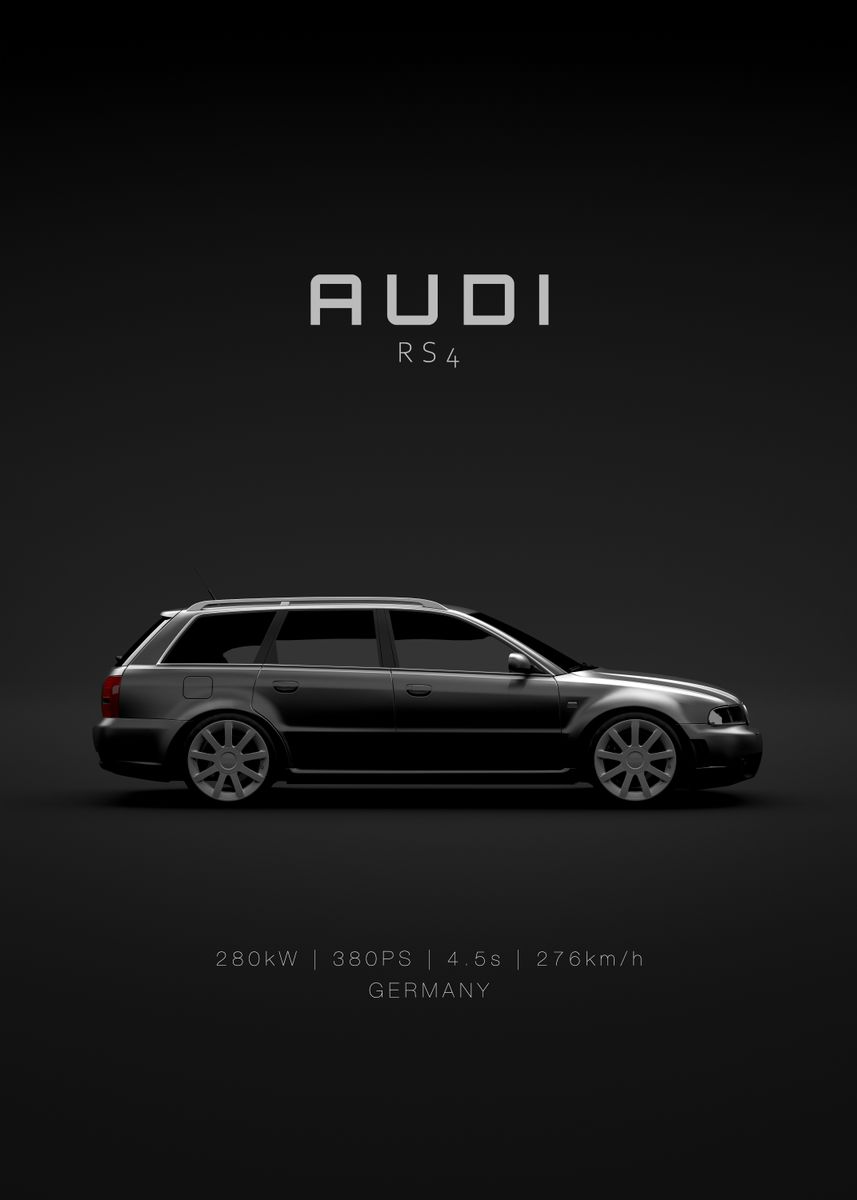 'Audi RS4 Avant' Poster, picture, metal print, paint by 21 MXM | Displate