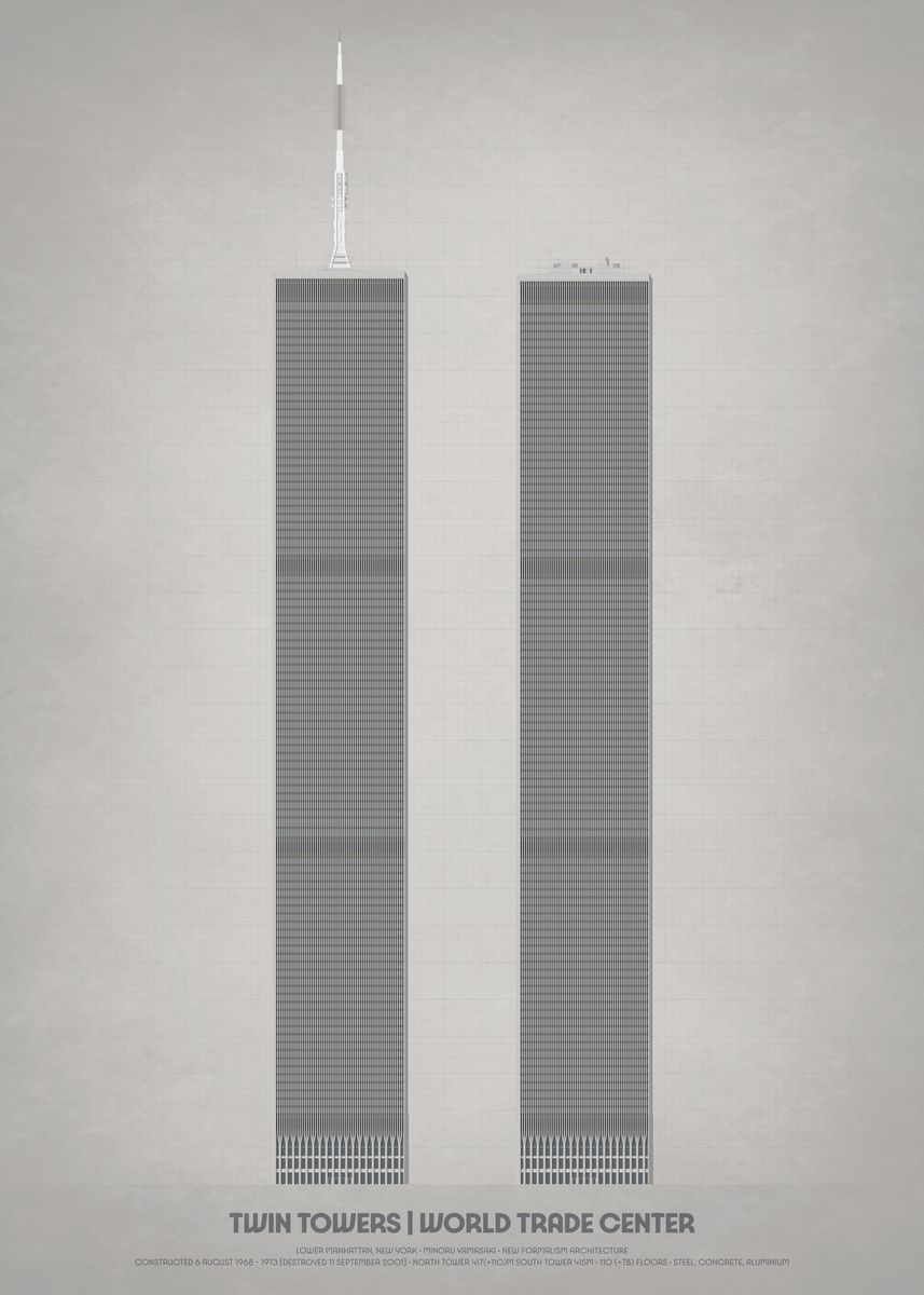 'Twin Towers World Trade Center Illustration' Poster, picture, metal ...