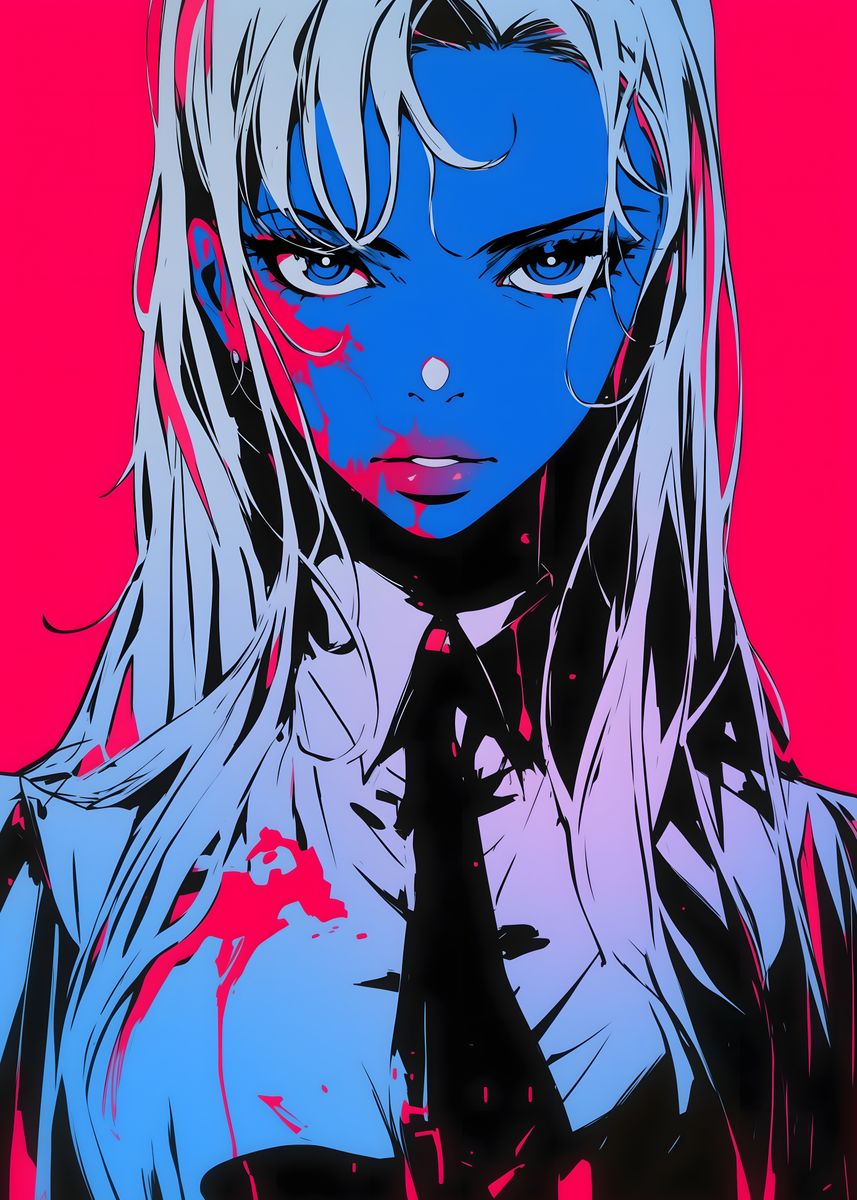 'Anime Girl with Blood Splatter' Poster, picture, metal print, paint by ...