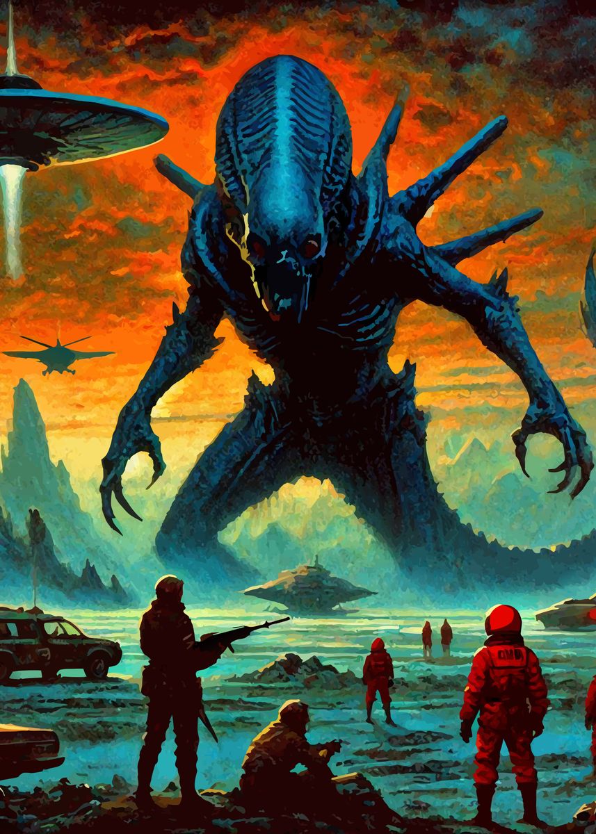 'Alien Encounter Science Fiction' Poster, picture, metal print, paint ...