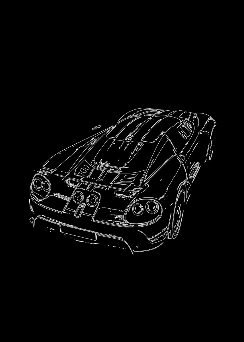 'White Line Art Car' Poster, picture, metal print, paint by ipart id ...
