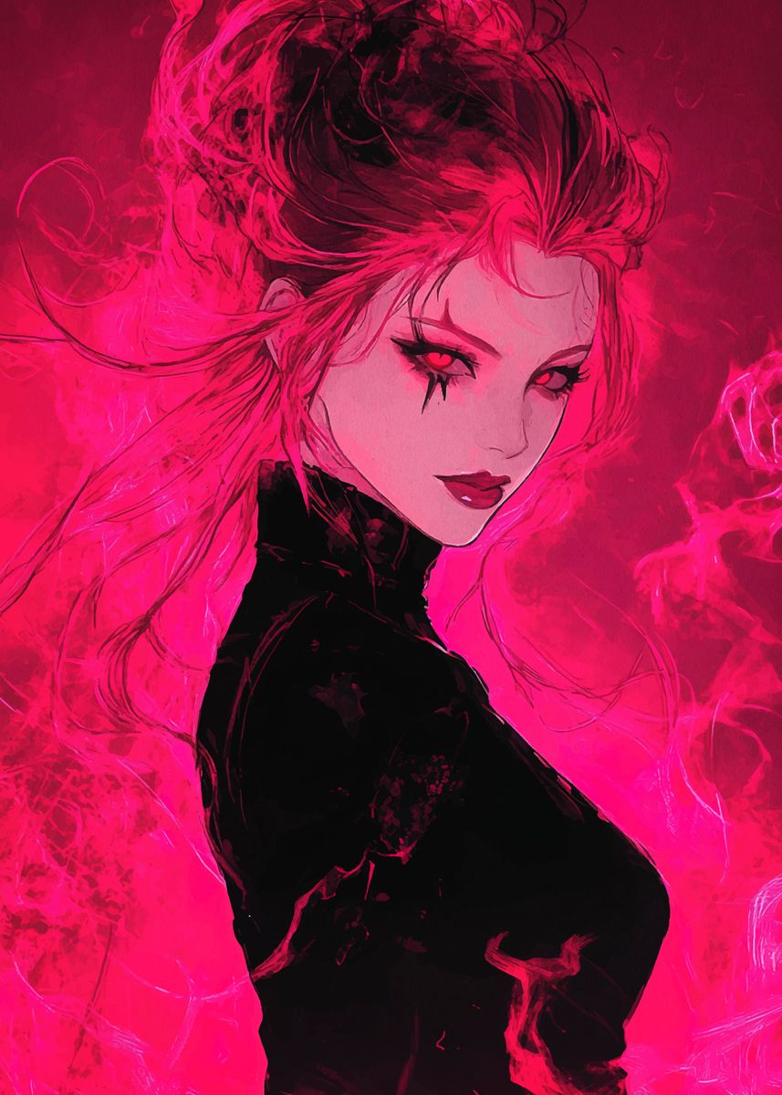 'Anime Girl in Flames' Poster, picture, metal print, paint by Lord Raij ...