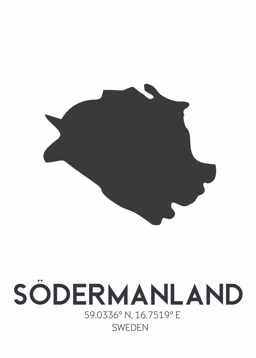 'Södermanland Map' Poster, picture, metal print, paint by ...