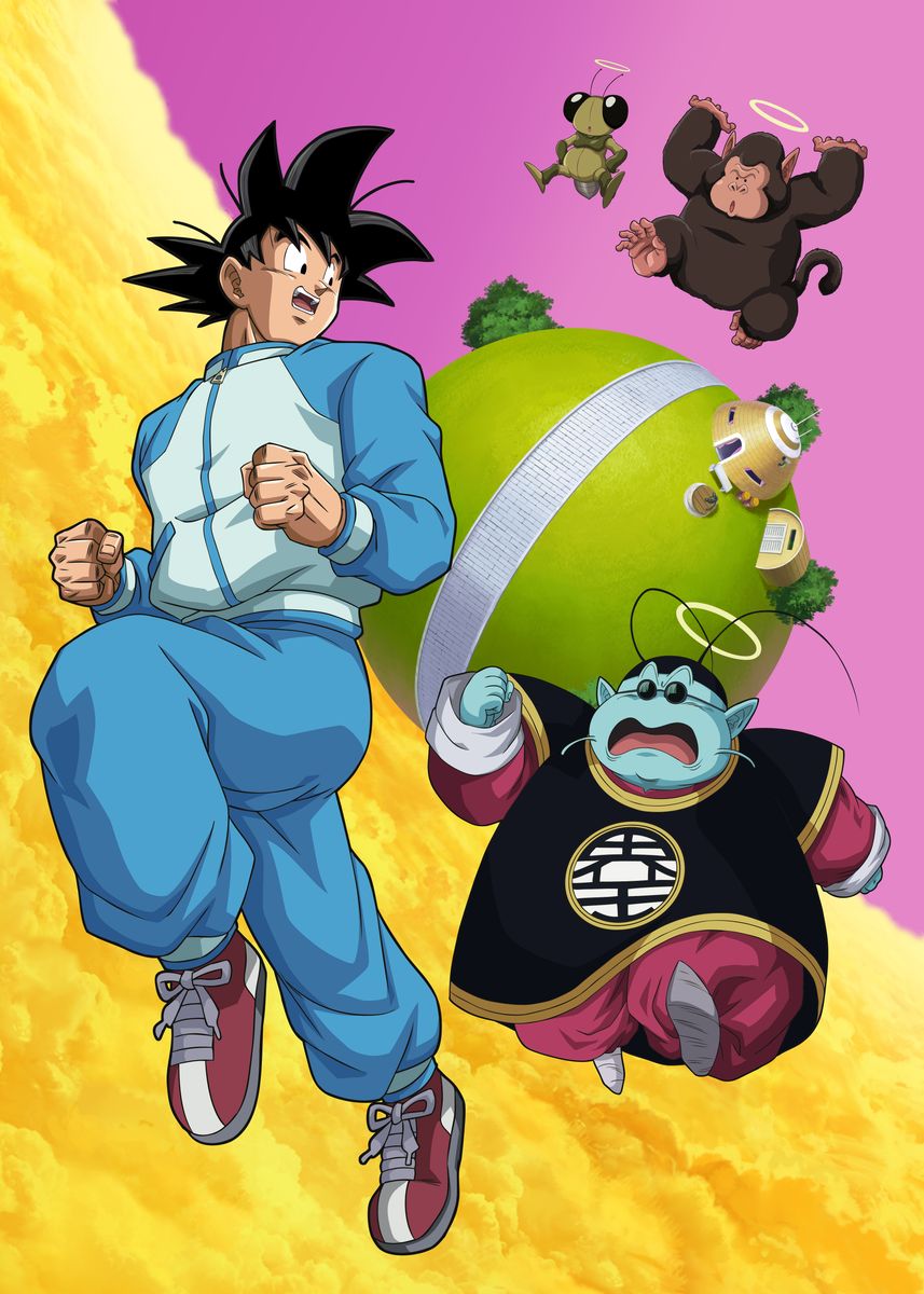 'Goku and King Kai' Poster, picture, metal print, paint by Dragon Ball ...