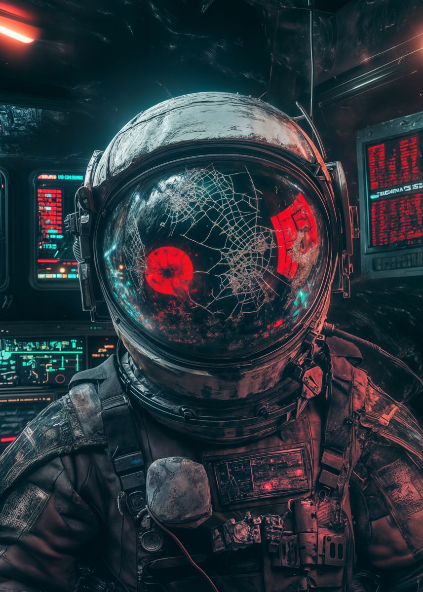 'Spaceman in a Cracked Helmet' Poster, picture, metal print, paint by ...