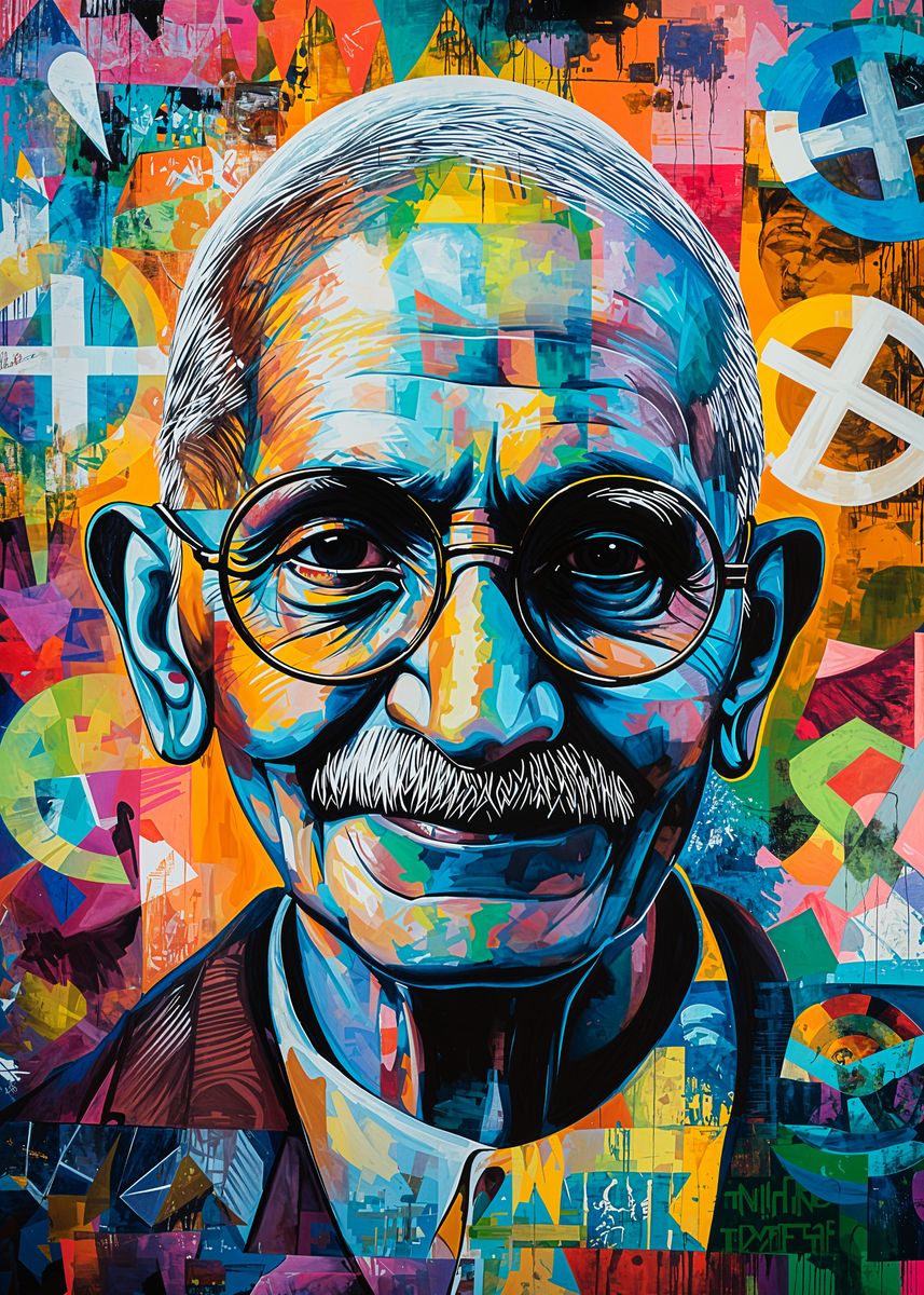 'Gandhi Colorful Portrait' Poster, picture, metal print, paint by ...