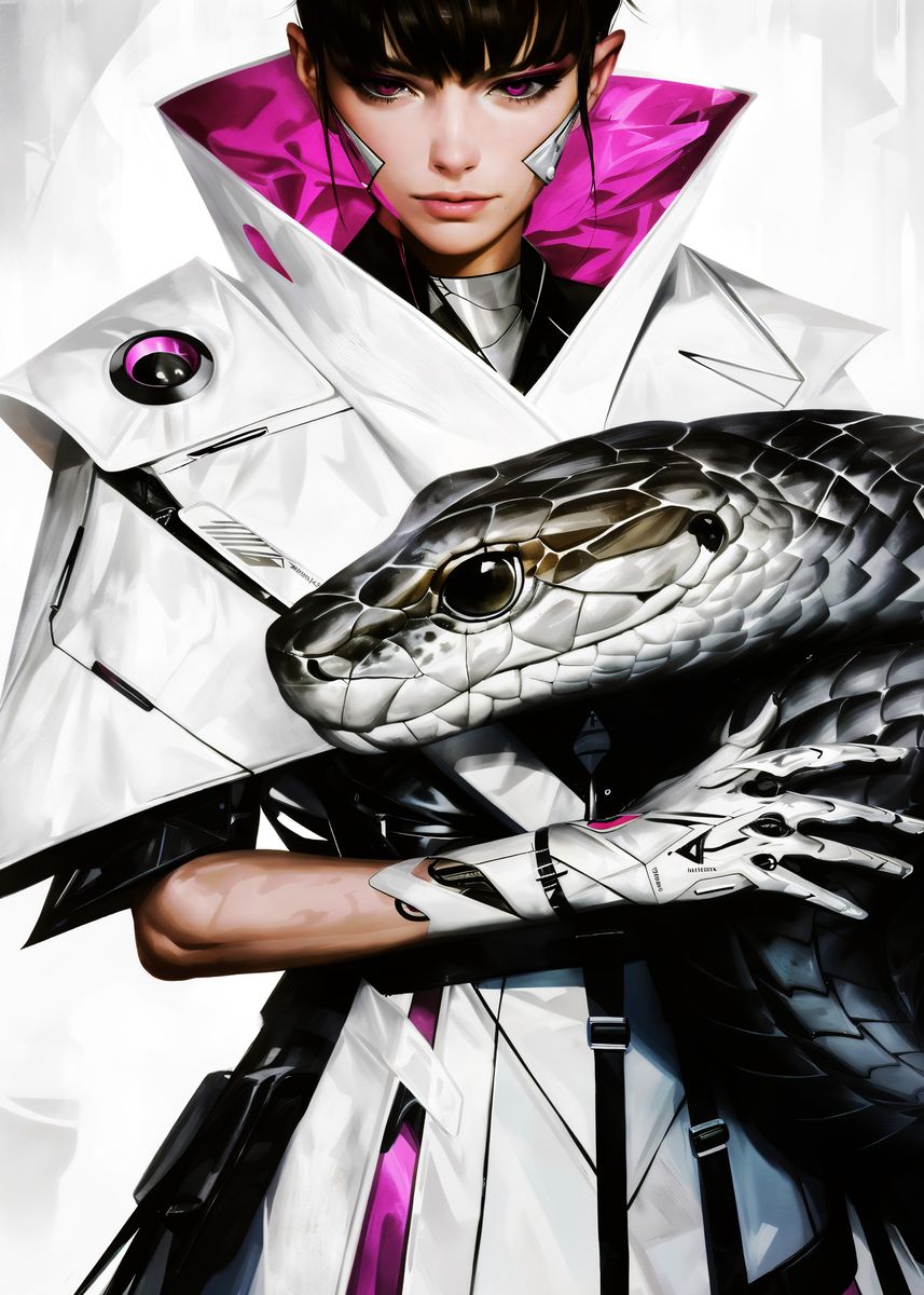 'Cyberpunk Snake Woman' Poster, picture, metal print, paint by ...