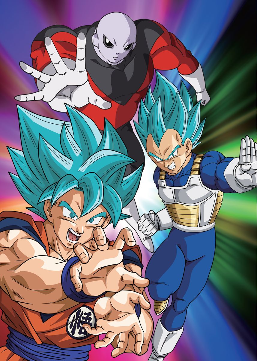 'Goku and Vegeta vs Jiren' Poster, picture, metal print, paint by ...