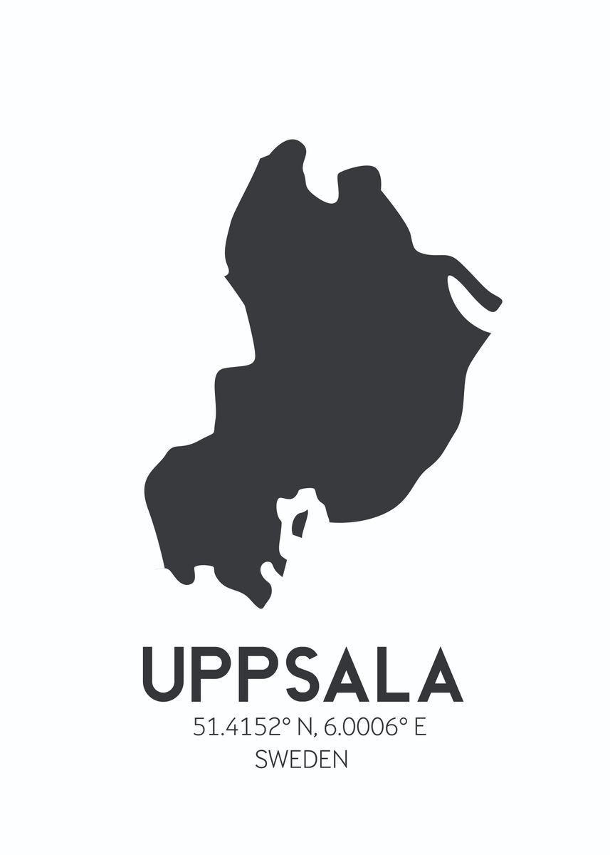 'Uppsala, Sweden Map' Poster, picture, metal print, paint by ...