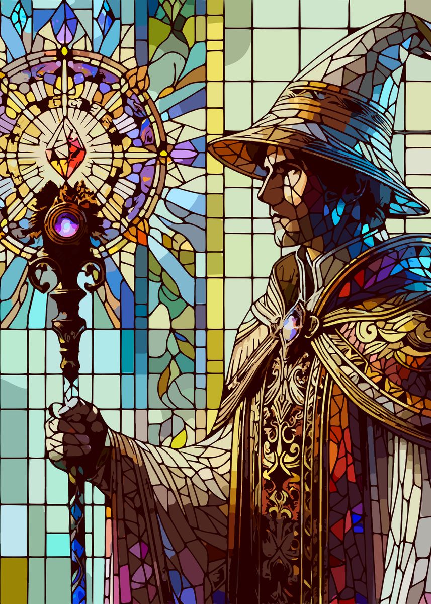 'Stained Glass Wizard' Poster, picture, metal print, paint by Veee ...
