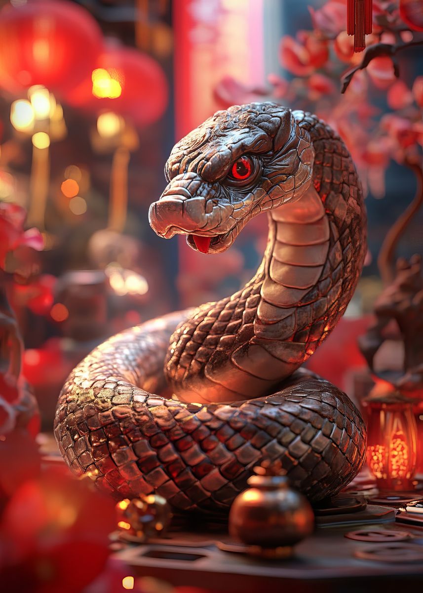 'Silver Snake Statue' Poster, picture, metal print, paint by emaga ...