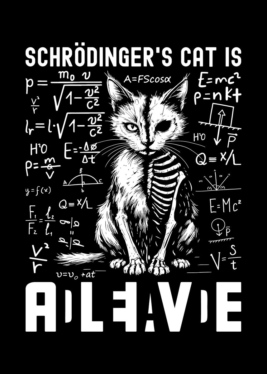'Schrödinger's Cat Physics Design' Poster, picture, metal print, paint ...