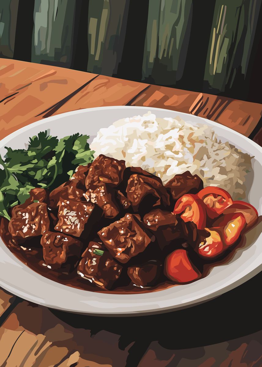 'Beef Stew with Rice' Poster, picture, metal print, paint by Mason ...