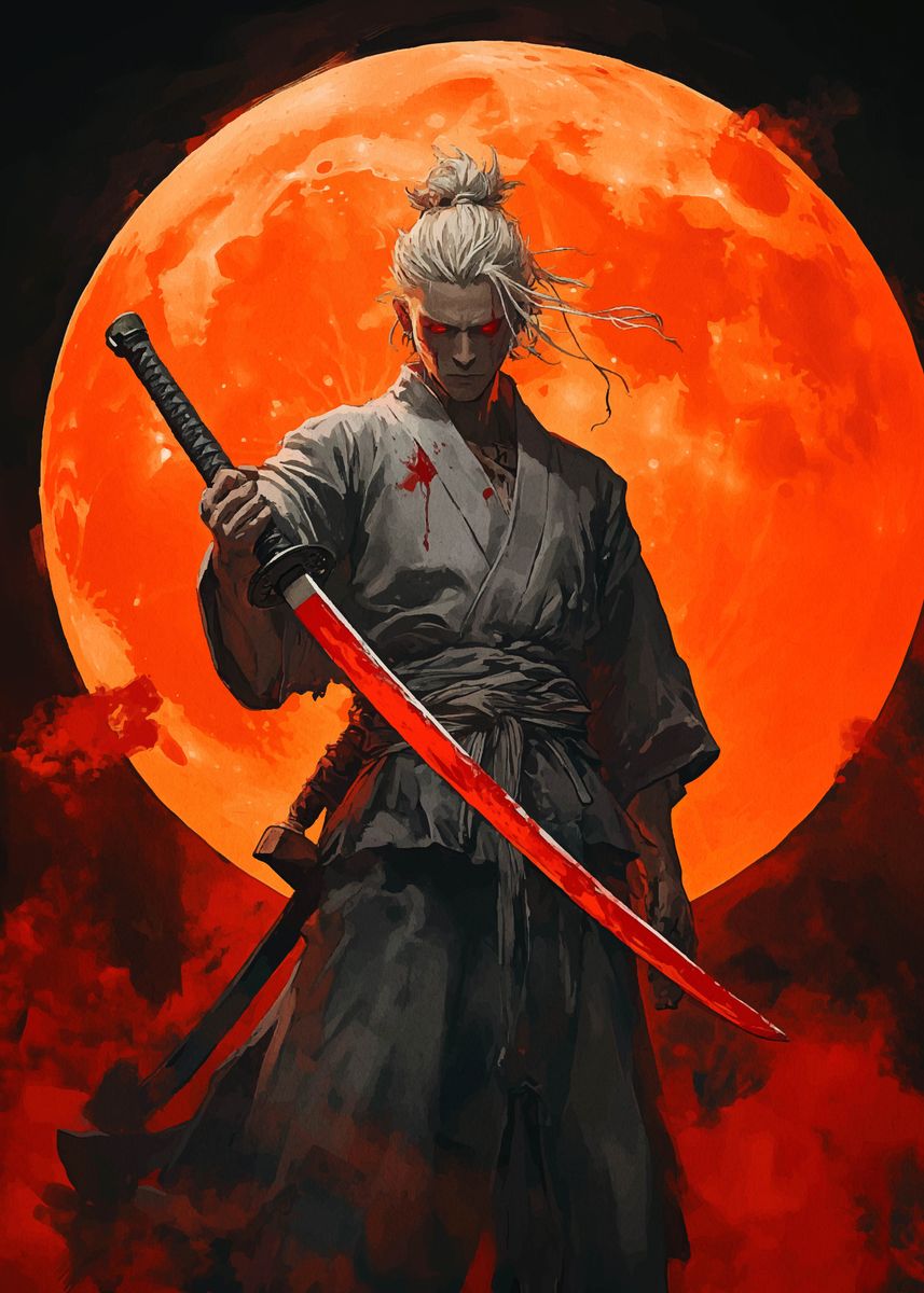 'Samurai Under Blood Moon' Poster, picture, metal print, paint by Lord ...