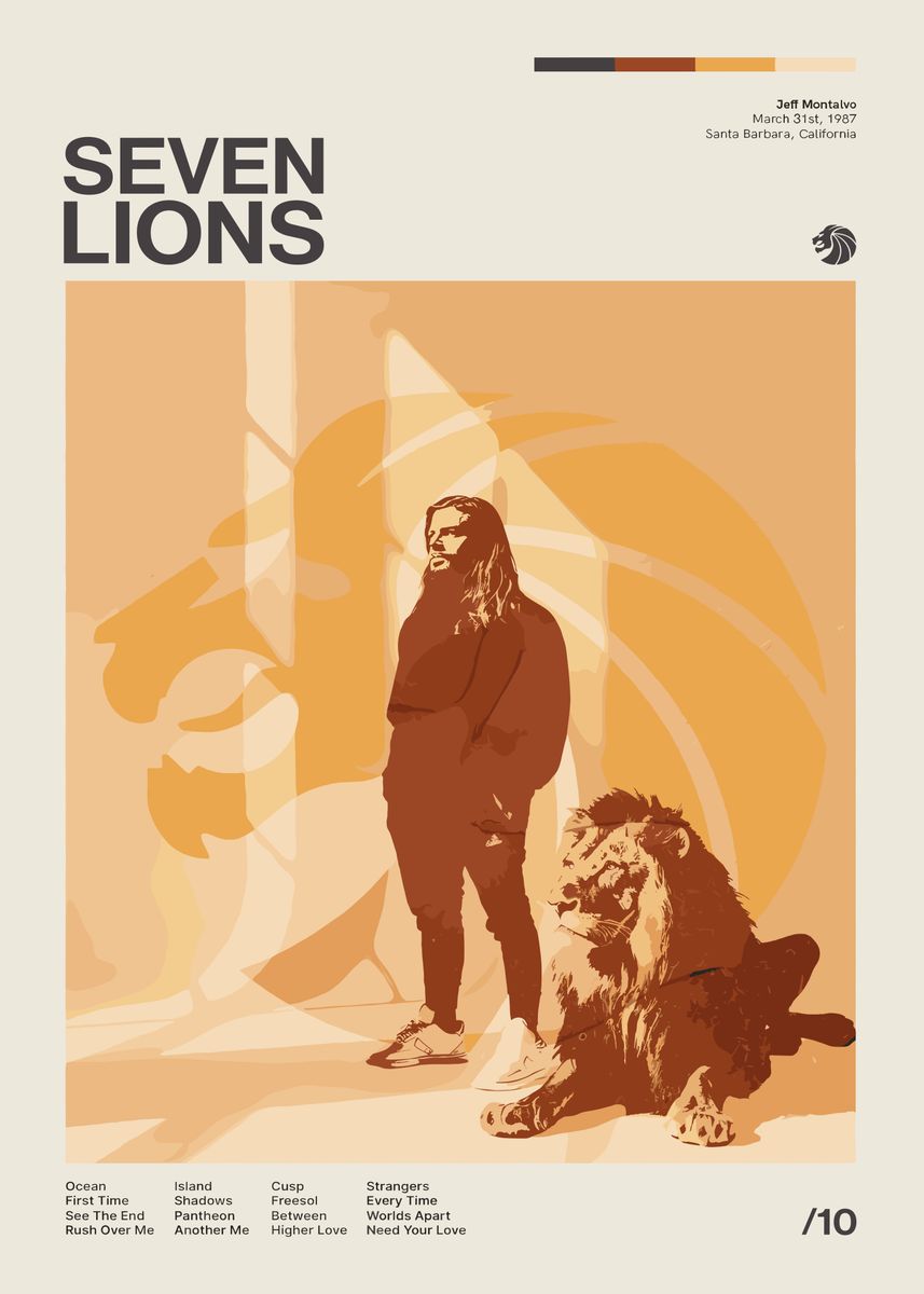 'Seven Lions' Poster, picture, metal print, paint by LOCKET | Displate