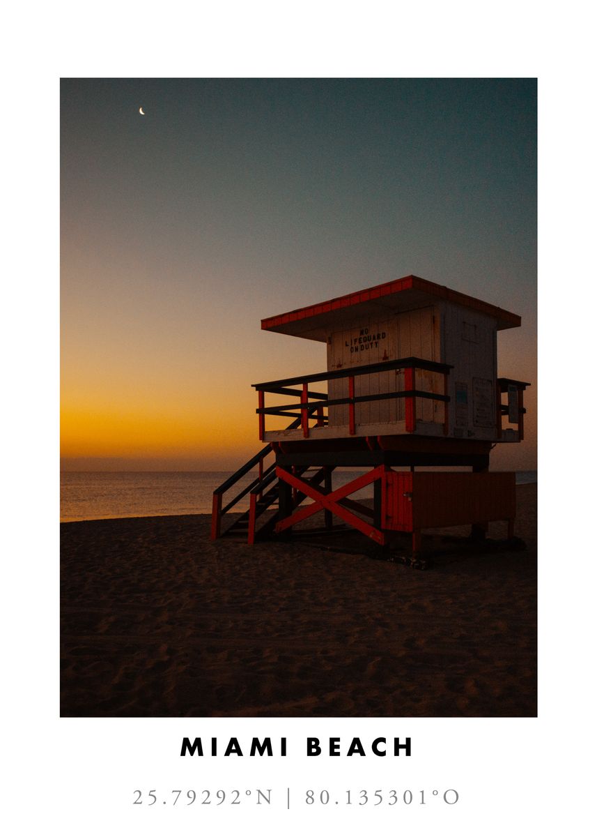 'Miami Beach Lifeguard Stand' Poster, picture, metal print, paint by ...