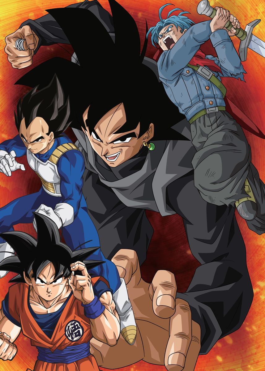 'Goku Black, Future Trunks' Poster, picture, metal print, paint by ...