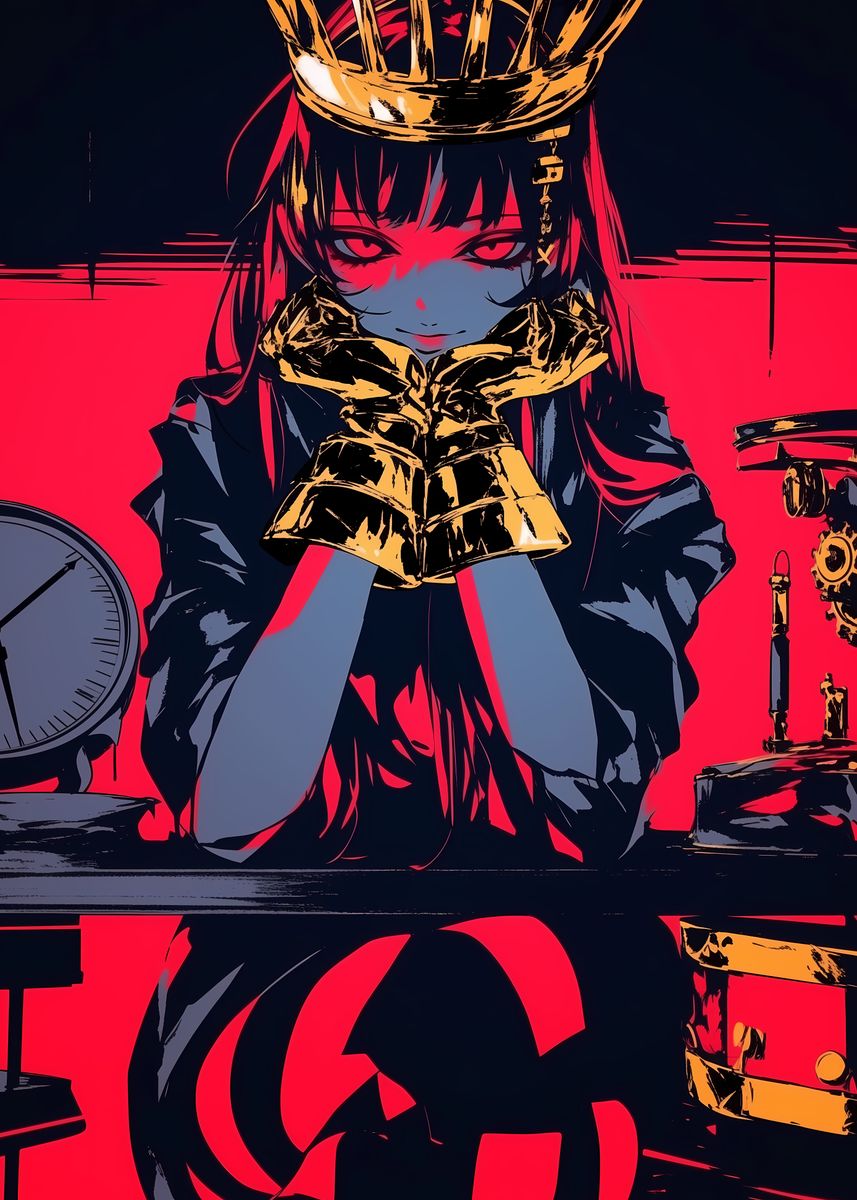 'Anime Girl with Crown' Poster, picture, metal print, paint by Tomorrow ...