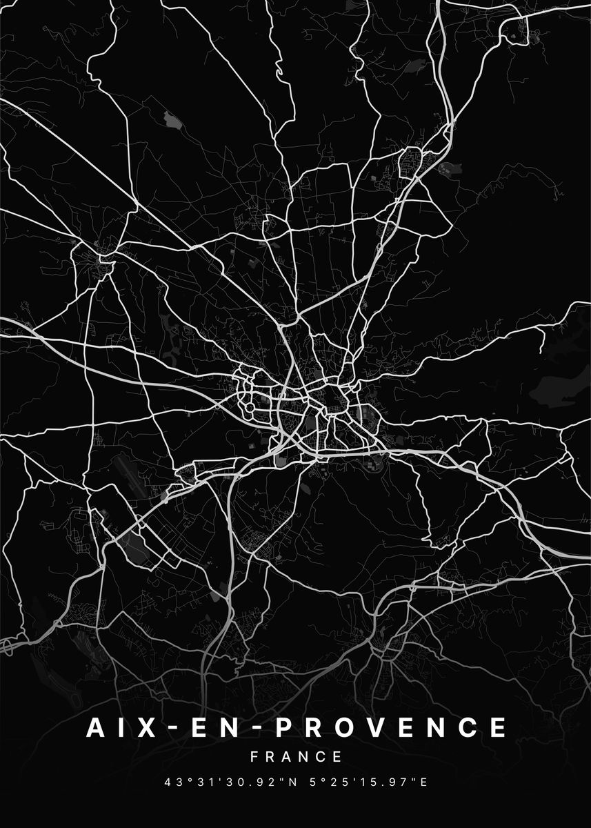 'Aix en Provence France City Map' Poster, picture, metal print, paint ...