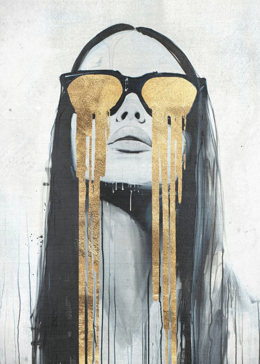 'Golden Tears Portrait' Poster, picture, metal print, paint by Svetlana ...