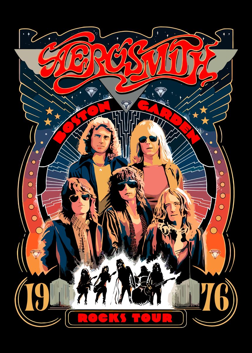 'Aerosmith 1976 Rocks Tour Poster' Poster, picture, metal print, paint ...