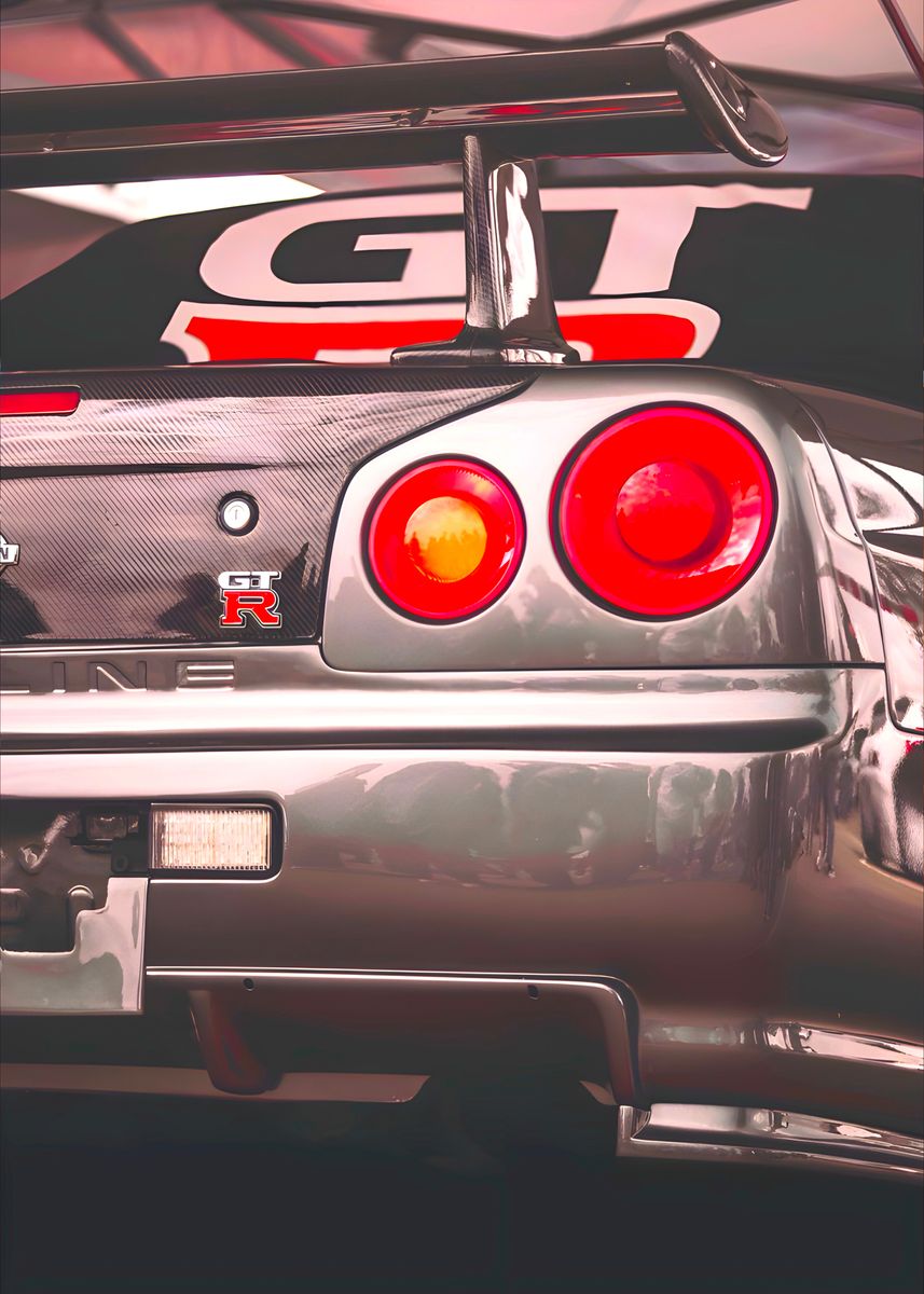 'Nissan Skyline GT-R Rear View' Poster, picture, metal print, paint by ...
