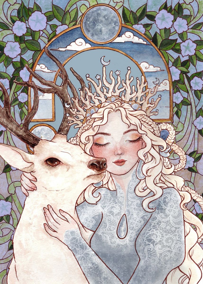 'Full Buck Moon' Poster, picture, metal print, paint by Franberry Art ...