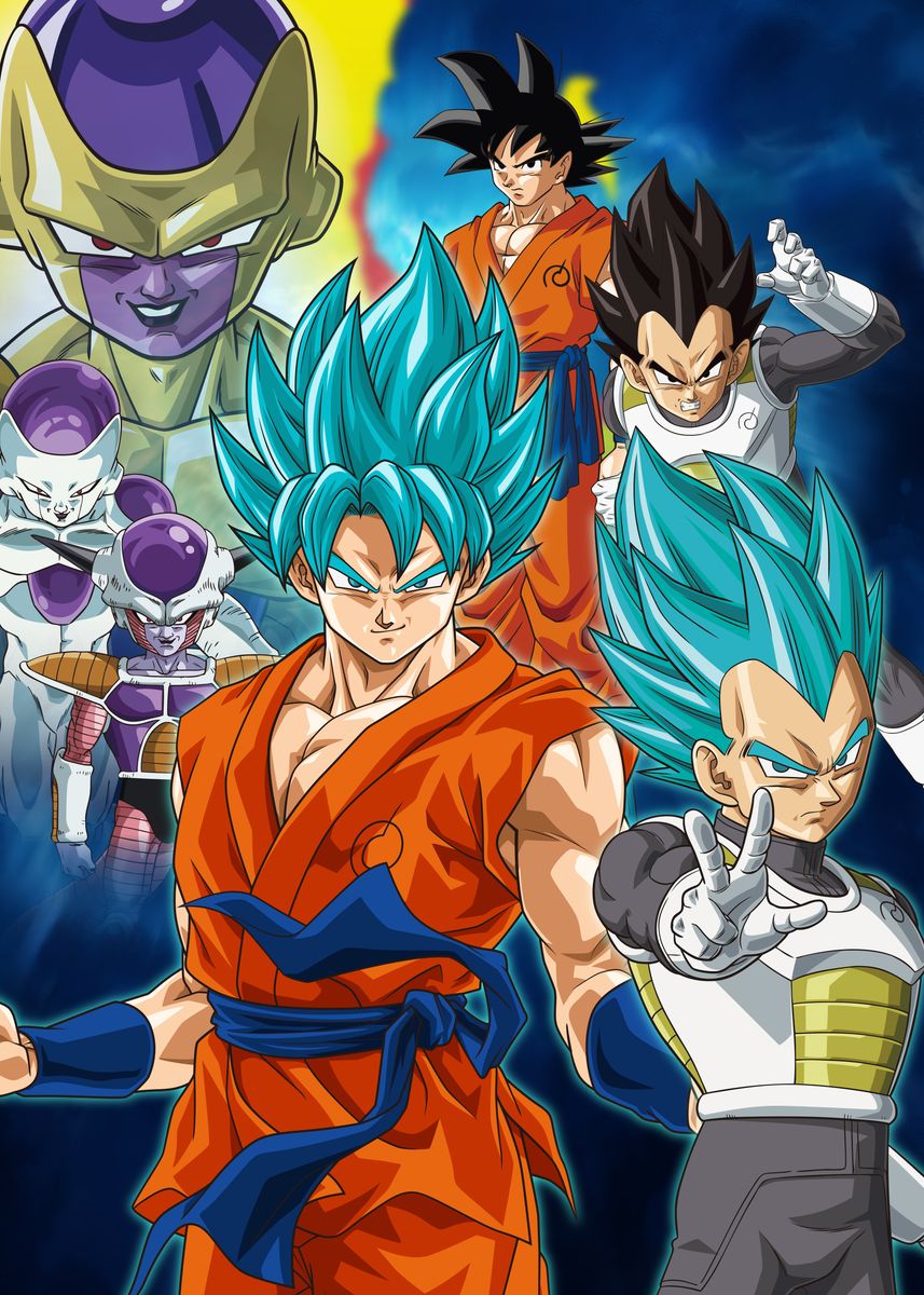 'Goku, Vegeta and Frieza' Poster, picture, metal print, paint by Dragon ...