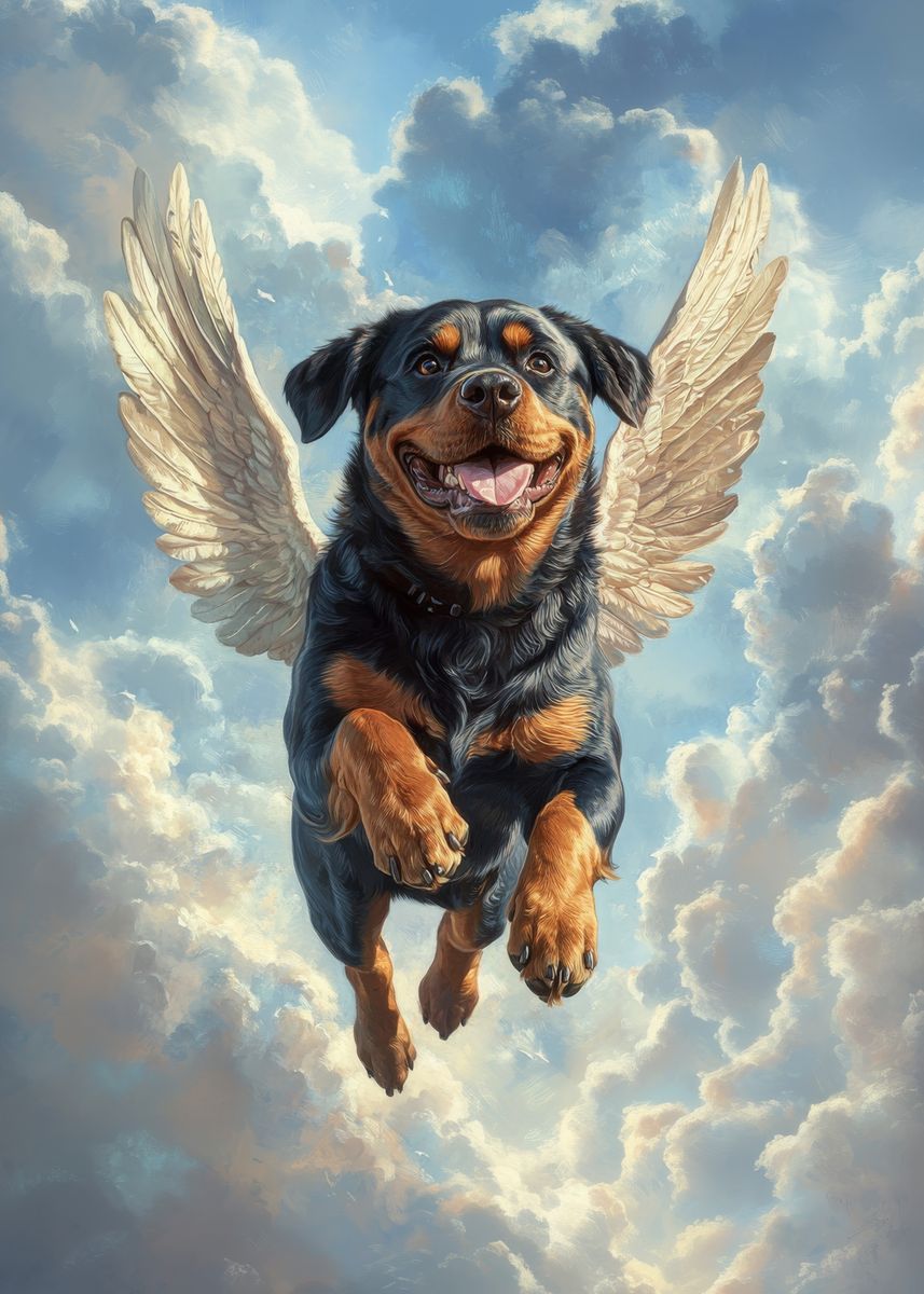 'Rottweiler with Angel Wings | A Tribute to Strength and Love' Poster ...