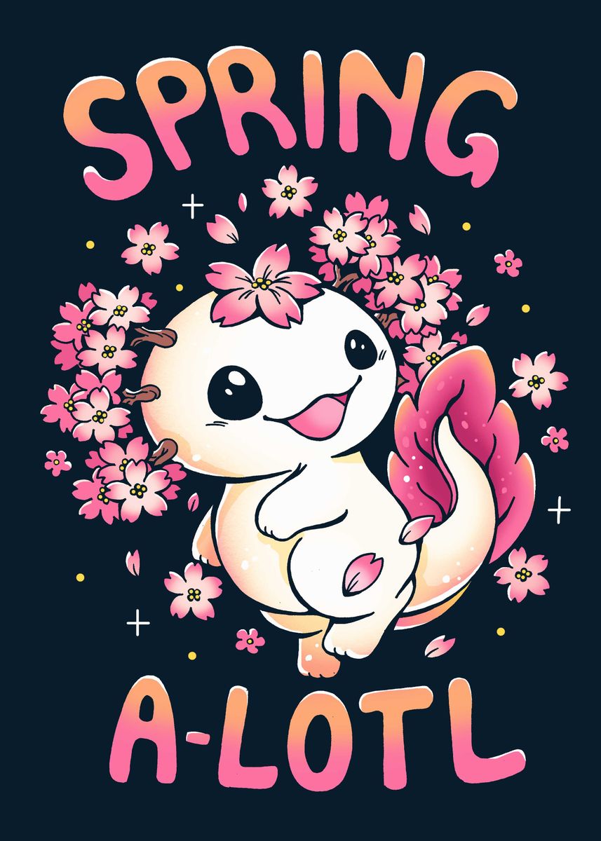 'Spring Axolotl' Poster, picture, metal print, paint by Valentina ...