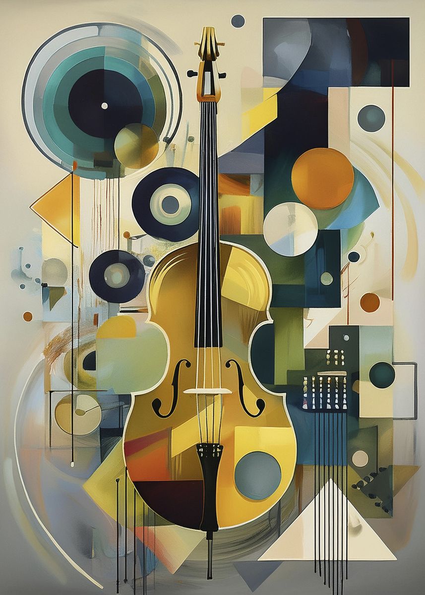 'Cello Abstract Art' Poster, picture, metal print, paint by Fatima ...