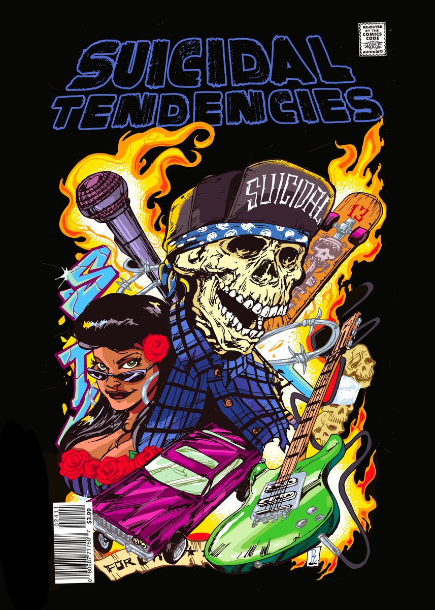 'Suicidal Tendencies Comic Cover' Poster, picture, metal print, paint by Bendrat Core | Displate