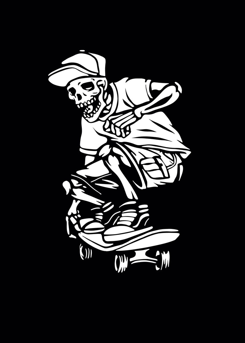 'Skeleton Skateboarding' Poster, picture, metal print, paint by tukang ...