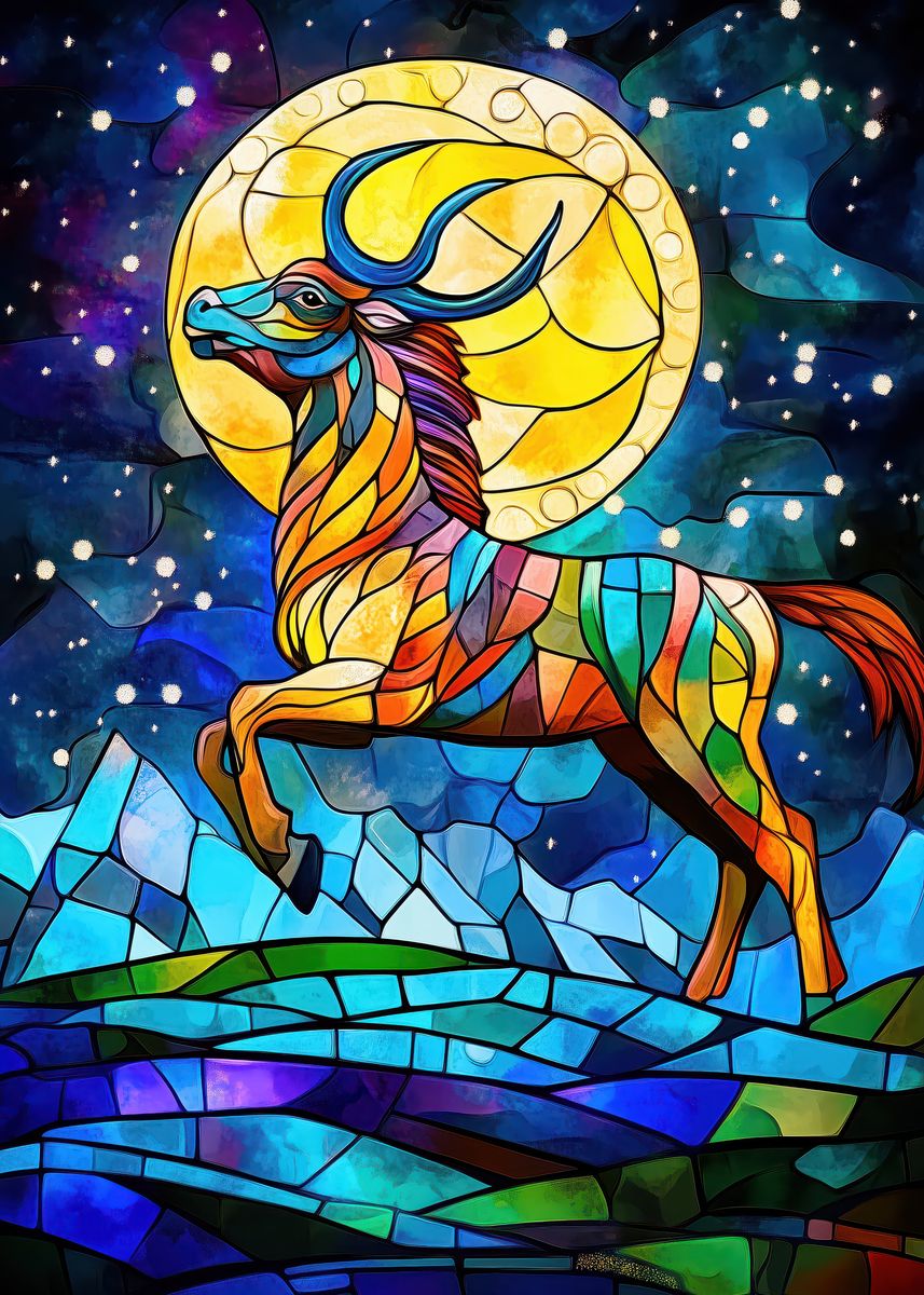 'Stained Glass Antelope' Poster, picture, metal print, paint by Spooky ...