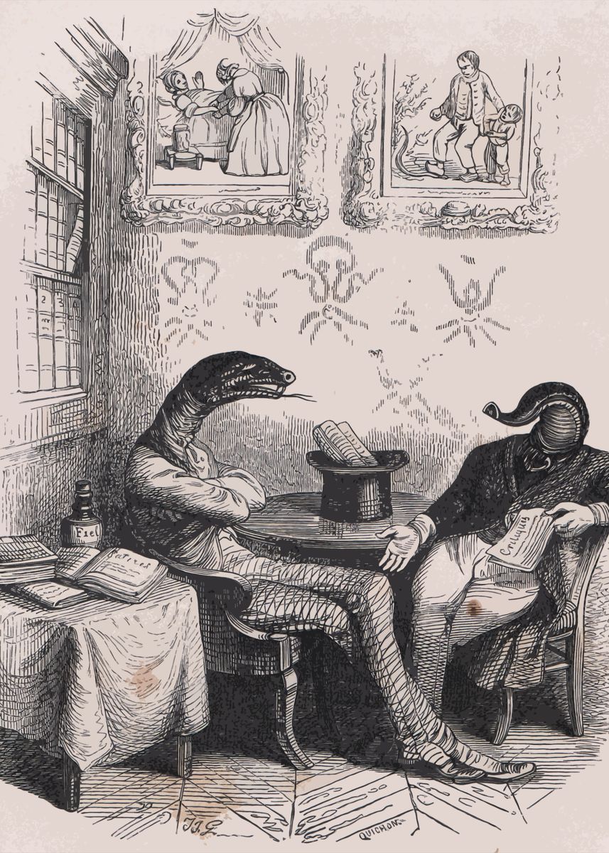 'Snake-Headed Gentlemen' Poster, picture, metal print, paint by Tomi ...